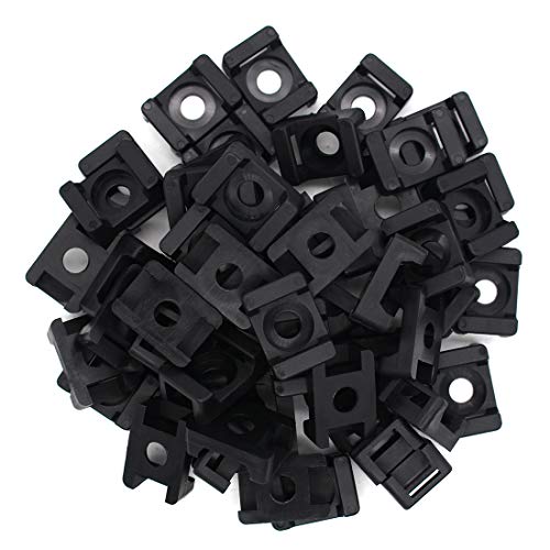 OLIREXD (100 Of Pack) Black 9mm Cable Tie Mount Base Saddle Type Mount Screw Wire Bundle Holder Base Holder Width Cable Large Size 0.75 inch