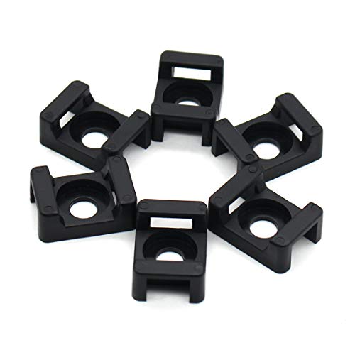 OLIREXD (100 Of Pack) Black 9mm Cable Tie Mount Base Saddle Type Mount Screw Wire Bundle Holder Base Holder Width Cable Large Size 0.75 inch