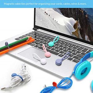 Magnetic Cable Ties 10 PCS Reusable Cable Organizers Earbuds Cords USB Cable Manager Keeper Wrap Ties Straps Bookmark Clips Whiteboard Noticeboard Fridge Magnets for Office, School, Home Organization