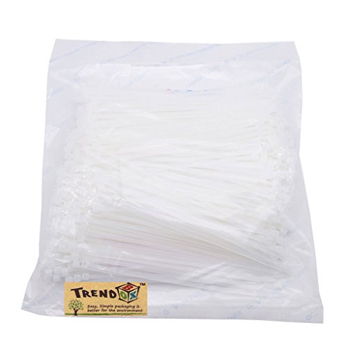 TrendBox 500 (Size: 4x250mm/10 inches) White Self-Locking Nylon Plastic Cable Cord Zip Ties Wrap Fasten Wire Durable Indoor Outdoor Travel Home Corrosion Resistance