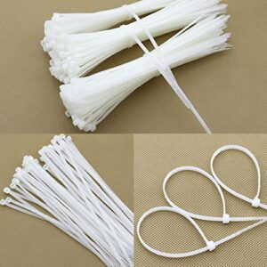 TrendBox 500 (Size: 4x250mm/10 inches) White Self-Locking Nylon Plastic Cable Cord Zip Ties Wrap Fasten Wire Durable Indoor Outdoor Travel Home Corrosion Resistance