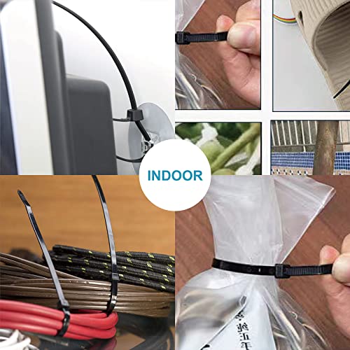 Zip Ties Assorted Sizes(4”+6”+8”+12”), 2000 Pack, Black Cable Ties, UV Resistant Wire Ties by ANOSON