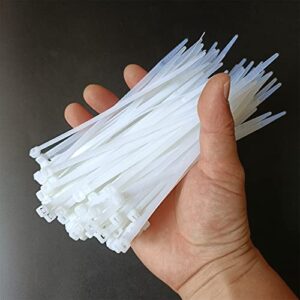 100 pcs 6 inch Cable Zip Ties Heavy Duty, Premium Plastic Wire Ties with 50 LBS Tensile Strength, Self-Locking White Nylon Cable Tie Wraps Straps for Indoor and Outdoor