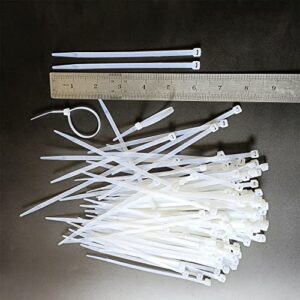 100 pcs 6 inch Cable Zip Ties Heavy Duty, Premium Plastic Wire Ties with 50 LBS Tensile Strength, Self-Locking White Nylon Cable Tie Wraps Straps for Indoor and Outdoor