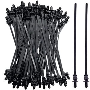 80 pack nylon push mount cable zip tie, 8.3"x0.18" heavy duty nylon push mount self locking uv resistant assortment for indoor wire tying (black)