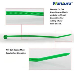 Extreme High Heat Resistant Cable Zip Ties 8 Inch Heavy Duty Green Zipties 100pcs,Weather Proof Plastic Tie Wraps Heat Stabilized 40 Pounds Tenstil Strength for Duct,Apply to Temp 266 Degree F