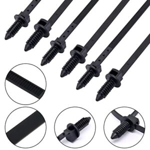 SWZHAI 50 PCS Push Mount Zip Ties, 6.89 Inch Nylon Car Mount Wire Ties Snap in Cable Zip Ties, Black Automotive Zip Ties Fastener Wire Harness Clips for Wire Tying (6.89" L x 0.22"W)