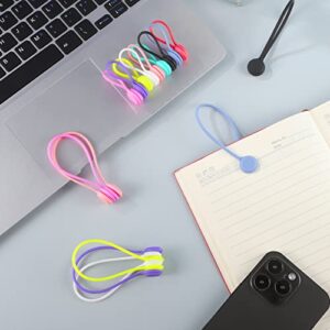 18 Pack Magnetic Cable Ties, Silicone Cable Management Ties Reusable Magnetic Cord Ties Magnetic Cable Organizer for Organizing, Fridge Magnets, book Markers