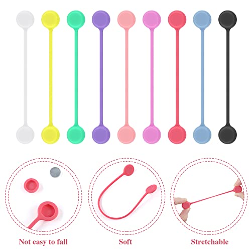 18 Pack Magnetic Cable Ties, Silicone Cable Management Ties Reusable Magnetic Cord Ties Magnetic Cable Organizer for Organizing, Fridge Magnets, book Markers