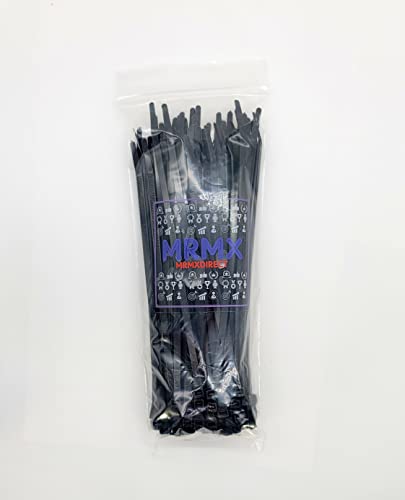 MRMX 8 x 0.19 inch 50lbs Tensile Strength, Black Color UV Resistance Multi-purpose Cable Ties, Zip Ties, 100pcs in Zip Lock Bag (CT8)