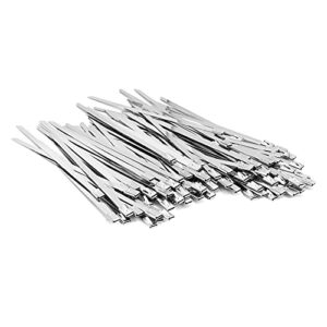 100pcs 3.9 inch 304 stainless steel zip ties metal zip ties heavy duty locking cable ties strap for exhaust wrap, garage, outdoor (3.9)