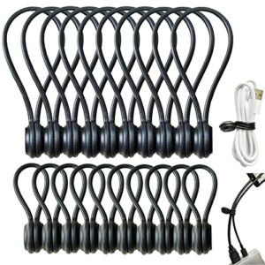 silicone magnetic cable ties, magnetic cord organizer, reusable magnetic cord ties for wire bundling, black magnetic twist ties, magnetic cable organizer holder for cord management (10+10 pack)