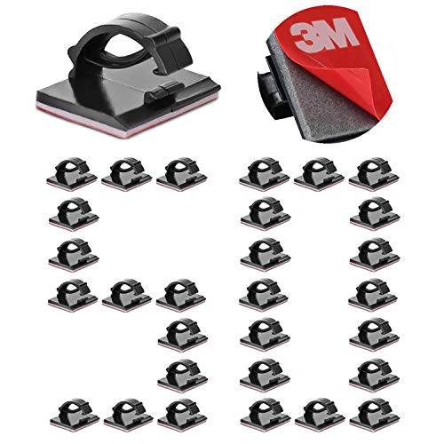 3M Self Adhesive Cable Clips Management Strong Wire Holders Cord Organizer Cable Clamp Sticky Desk Management for Office Home Car Tables PC Laptop TV Walls (0.75"x0.6", 50pcs, Black)