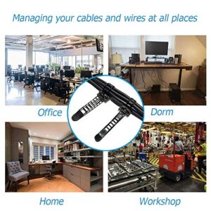 50pcs 2 Sizes Adjustable Adhesive Cable Ties Cable Clips Wire Strap Cord Clamp for Cable Management at Home and Office + 100pcs Nylon Zip Ties