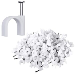 darller 200 pack nail in cable clips ethernet cable nails tacks clips 7mm for cat6 cable - white