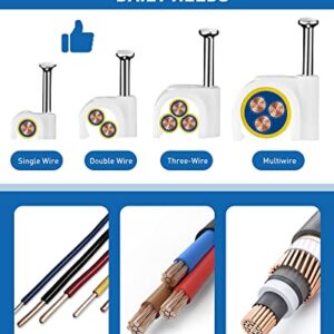 400pcs Cable Wire Clips Circle Cable Clips with Steel Nail 4、6、8、10mm Management RG6 RG59 CAT5 CAT6 RJ45 Electrical Ethernet Dish TV Speaker Cord Tie Holder Single,White Plastic,Coax,Coaxial Clamps