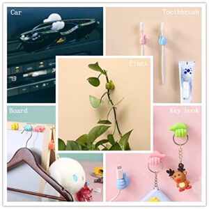 Thumb Wall Hooks for Hanging, 14pcs Self Adhesive Thumb Cable Organizer Clips No Punching Key Hook Holder Wall Hangers, Multifunctional Nails-Free Utility Silicone Hooks Desk Wire Management Storage