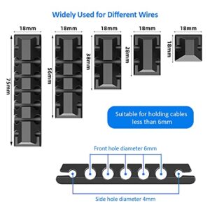 Awker 5 Pack Cable Organizer Clips, Cord Holder, (7-5-3-2-1 Slots) Cable Management Self Adhesive Cable Management for USB Cable/Power Cord/Wire, Desk, Home, Office More (White)