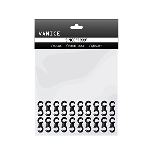 VANICE 20 Pcs Bicycle Brake Cable S Style Clips Buckle Hose Guide Black Cross Line Clip for Road Bike MTB