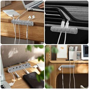 2 Pack Cable Holder Clips, Cable Management Cord Organizer USB Charging Clips Silicone Self Adhesive Wire Holders for Desktop USB Charging Cable Power Cord Mouse Cable Wire PC Office Home (Grey)