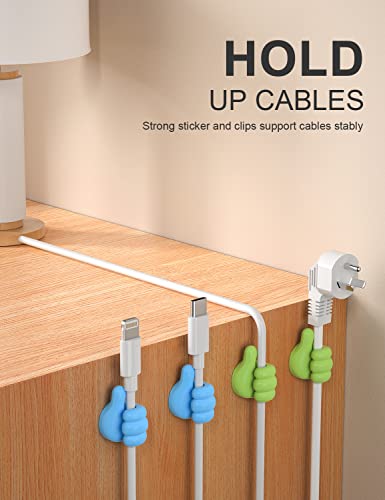 iToleeve 12Pcs Cable Clips, Fun Cord Holders, Silicone Thumb Wall Hooks, Cord Organizer for Desk Wall Car Nightstand, Cord Clips, Wire Holders, Phone USB Charger Cable Management, Key Hanger