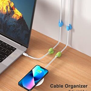 iToleeve 12Pcs Cable Clips, Fun Cord Holders, Silicone Thumb Wall Hooks, Cord Organizer for Desk Wall Car Nightstand, Cord Clips, Wire Holders, Phone USB Charger Cable Management, Key Hanger