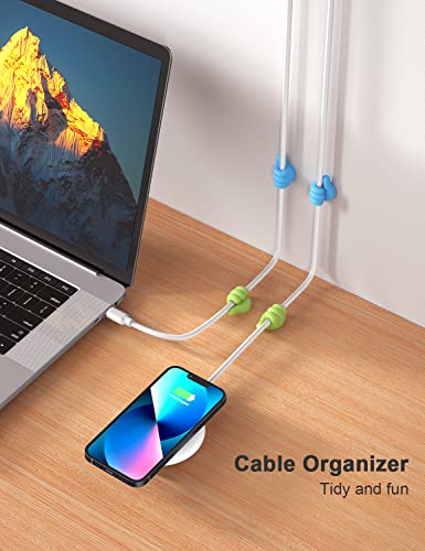 iToleeve 12Pcs Cable Clips, Fun Cord Holders, Silicone Thumb Wall Hooks, Cord Organizer for Desk Wall Car Nightstand, Cord Clips, Wire Holders, Phone USB Charger Cable Management, Key Hanger