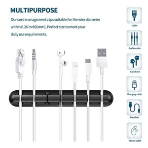 10 Pcs Cord Management Organizer Kit 3 Pcs Cable Holder Clips + 1 Pcs Cord Organizer + 6 Pcs Cable Ties, Silicone Adhesive Cable Holder for Car, Home and Office (Black)