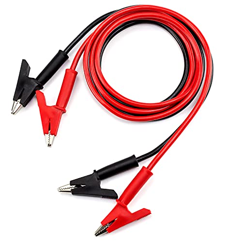 KAIWEETS Alligator Clips Electrical Test Leads Set, 15A Jumper Wires Heavy Duty with Protective Copper Clips, Premium PVC Silicone Cables for Electrical Testing, Experiment, 2 Colors 39.6 inches