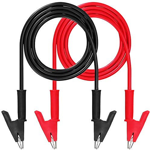 KAIWEETS Alligator Clips Electrical Test Leads Set, 15A Jumper Wires Heavy Duty with Protective Copper Clips, Premium PVC Silicone Cables for Electrical Testing, Experiment, 2 Colors 39.6 inches