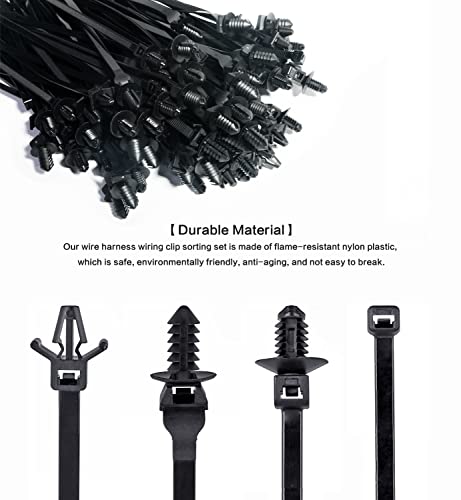 VAGURFO 120 Packs Car Mount Wire Tie, Nylon Push Mount Cable Zip Tie Strap Self-Locking Tie,Fastener Cable Clips for Sorting Out Cable and Wire Clearly, Household Construction Electronic Auto Industry