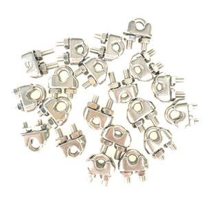 HEVERP 20PCS 1/8 Inches M3 Stainless Steel Wire Rope Cable Clip Clamp