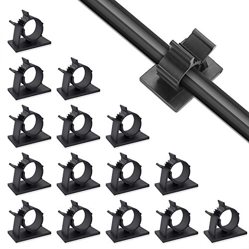 Viaky 30 Pcs Black Cable Wire Clips Adjustable Nylon Wire Holder Adhesive Cable Management Suitable for Maximum Diameter 0.6 inch (15.4mm) Cables