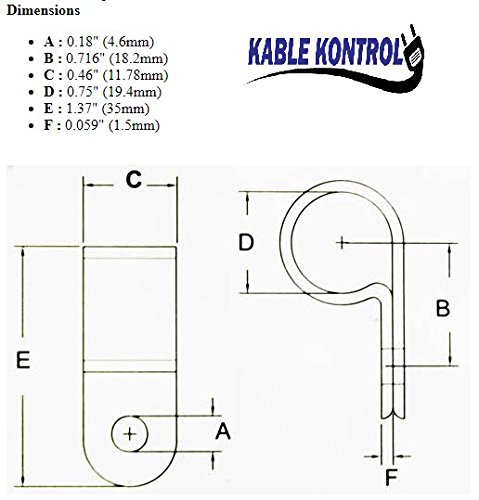 Kable Kontrol Nylon Cable Clamps – 3/4” Diameter – 100 Pcs/Pack – Black – Nylon 6-6 – R-Type Cable Clamps – Cable Organizer – Plastic Wire Clamps