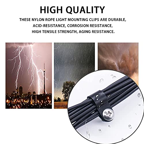 mankk 50PCS 1/2 Inch Rope Light Clips P-Style Mounting Clips Plastic Cable Clamps with Compatible Stainless Steel Pan Head Phillips Screws for Wire Management M-030-BK-LS