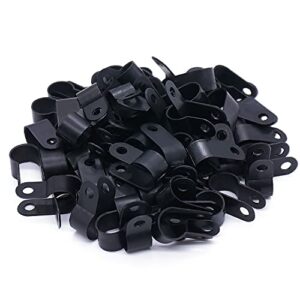 mankk 50PCS 1/2 Inch Rope Light Clips P-Style Mounting Clips Plastic Cable Clamps with Compatible Stainless Steel Pan Head Phillips Screws for Wire Management M-030-BK-LS