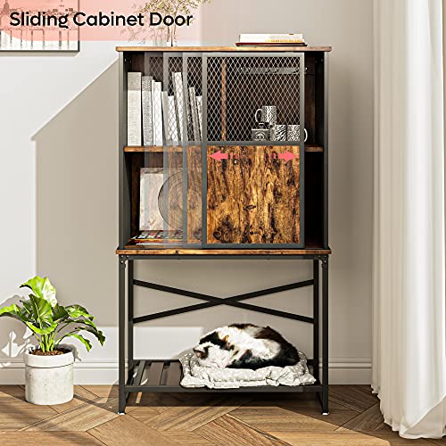 Bestier Wine Bar Cabinet for Liquor and Glasses Coffee Station Buffet Sideboard with Wine Glass Rack Mini Bar for Home Kitchen Storage Cabinet with Sliding Door and Open Shelf