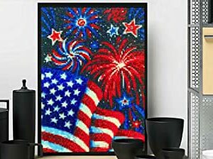 DIY 4 Th of July Diamond Painting Kits For Adults Patriotic,Diamond Art by Number Kit Celebrate American Flag Crystal Embroidery Beginner Arts Full Round Drill Crafts Home Wall Decor Gifts 12X16in