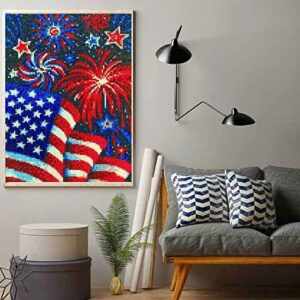 DIY 4 Th of July Diamond Painting Kits For Adults Patriotic,Diamond Art by Number Kit Celebrate American Flag Crystal Embroidery Beginner Arts Full Round Drill Crafts Home Wall Decor Gifts 12X16in