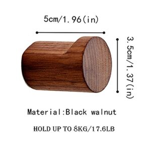 AULEST Wood Wall Hooks 5 PCS, Wooden Pegs Hooks Natural Handmade Home Decor Coat Hanger Wall Mounted for Hanging Robe Bag Purse Towel (Black Walnut)