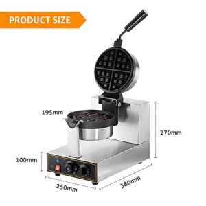 WICHEMI Commercial Waffle Maker Electric Waffle Making Machine Flip Waffle Iron Hong Kong Eggettes Waffle Baker 360° Rotating Non-Stick Egg Bubble Maker 50-250℃ Temperature Adjustable 110V, 1300W