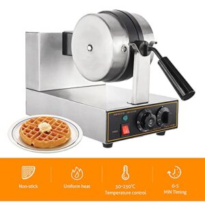 WICHEMI Commercial Waffle Maker Electric Waffle Making Machine Flip Waffle Iron Hong Kong Eggettes Waffle Baker 360° Rotating Non-Stick Egg Bubble Maker 50-250℃ Temperature Adjustable 110V, 1300W