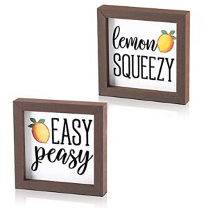 2 pieces easy peasy lemon squeezy kitchen decor sign home garage bar club hotel wall decor signs 6 x 6 inch garden lemon decor