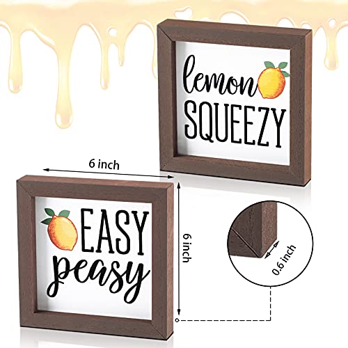 2 Pieces Easy Peasy Lemon Squeezy Kitchen Decor Sign Home Garage Bar Club Hotel Wall Decor Signs 6 x 6 Inch Garden Lemon Decor