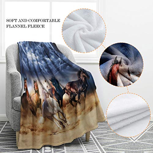 Jekeno Galloping Horse Blanket Cowgirl Cowboy Western Soft Warm Print Throw Blanket for Couch Bed Chair Office Sofa Twin 60"x80"