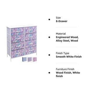 Sorbus Dresser with 8 Drawers - Furniture Storage Chest Tower Unit for Bedroom, Hallway, Closet, Office Organization - Steel Frame, Wood Top, Easy Pull Fabric Bins (8-Drawer, Tie-dye Blue/Pink/Purple)