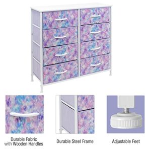 Sorbus Dresser with 8 Drawers - Furniture Storage Chest Tower Unit for Bedroom, Hallway, Closet, Office Organization - Steel Frame, Wood Top, Easy Pull Fabric Bins (8-Drawer, Tie-dye Blue/Pink/Purple)