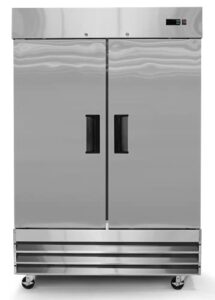 fse 54-inch two door commercial reach-in freezer, 48 cubic feet, stainless steel, 115 v, (mrfz-2d)