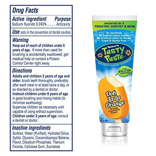 Tanner's Tasty Paste Ooh La La Orange - Anticavity Fluoride Children’s Toothpaste/Great Tasting, Safe, and Effective Vanilla Flavored Toothpaste for Kids (4.2 oz.)