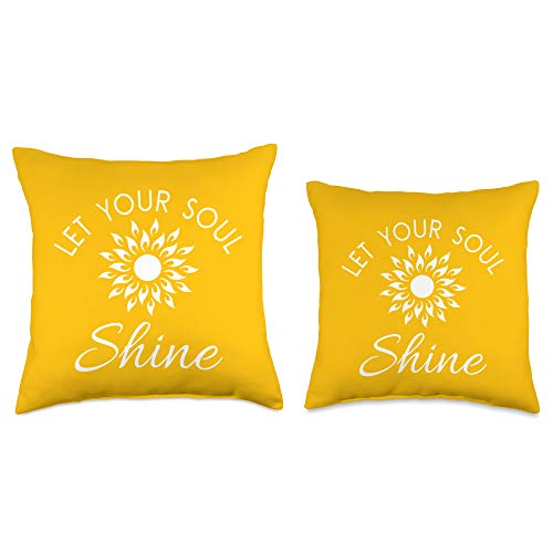 Soul Shine Co Let Your Soul Shine Good Sunshine Vibes Inspiring Quotes Throw Pillow, 16x16, Multicolor